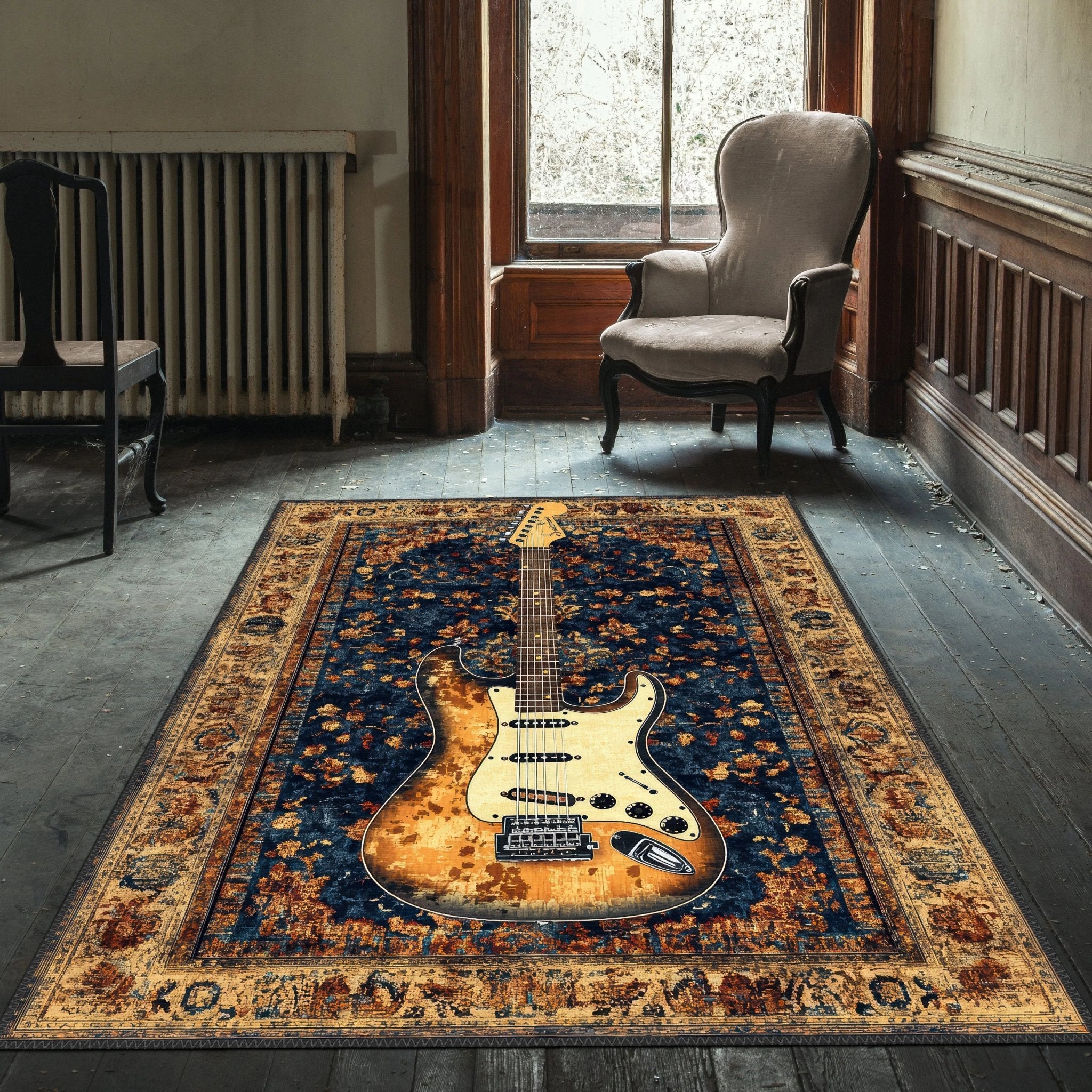 Music & Traditional Art Rug | Cultural Artistic Washable Area Rug ...